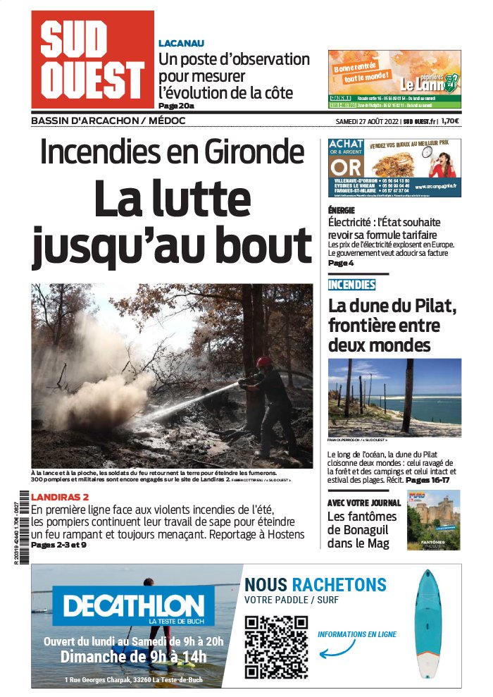 Sud Ouest N°20220827 Du 27 Août 2022 à Télécharger Sur Ipad