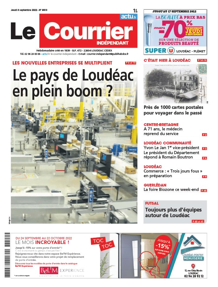 Le Courrier Indépendant N°8810 du 08 septembre 2022 à télécharger sur iPad