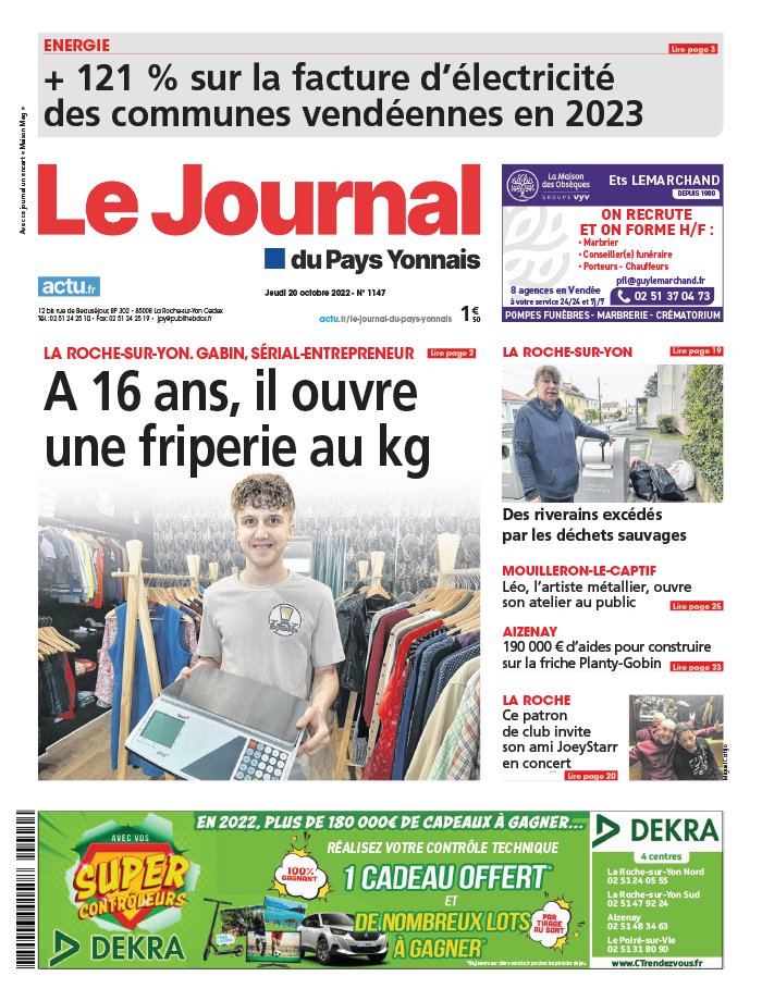 Le Journal Du Pays Yonnais N°1147 du 20 octobre 2022 à télécharger sur iPad
