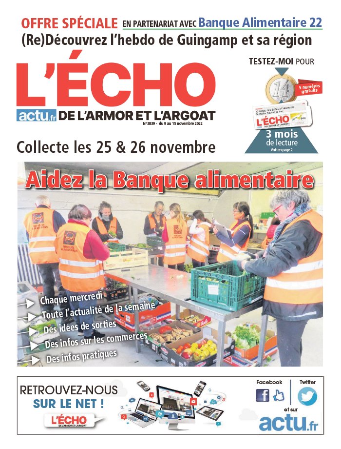 L'Echo de l'Armor et de l'Argoat N°3839 du 09 novembre 2022 à ...