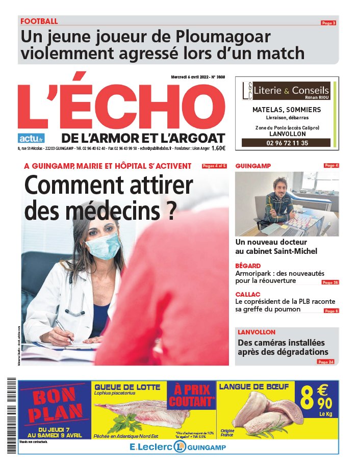 L'Echo de l'Armor et de l'Argoat N°3808 du 06 avril 2022 à télécharger ...
