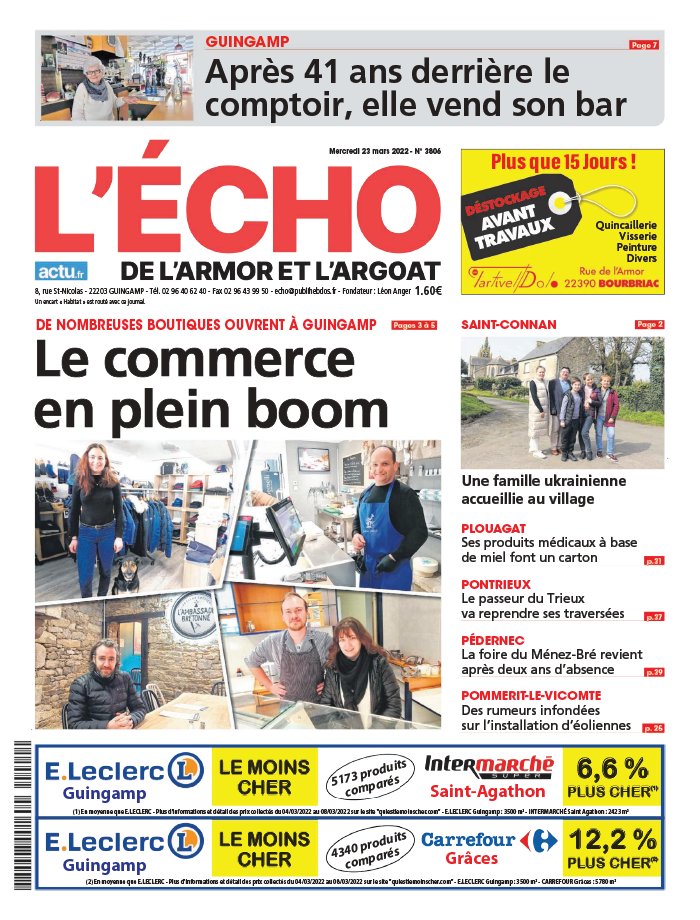 L'Echo de l'Armor et de l'Argoat N°3806 du 23 mars 2022 à télécharger ...