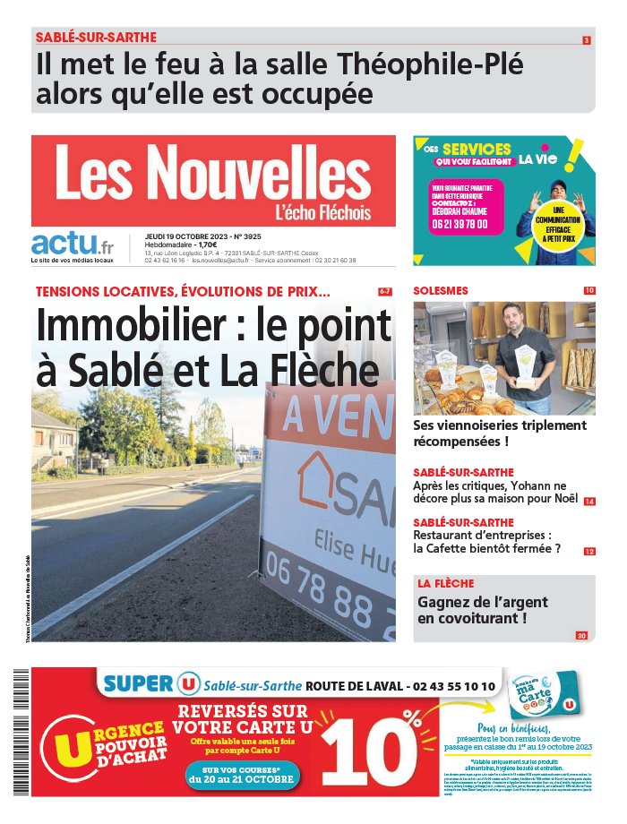 Les Nouvelles - L'Echo Fléchois N°3925 du 19 octobre 2023 à télécharger ...