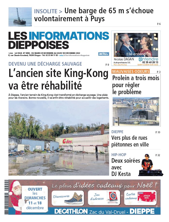 Les Informations Dieppoises N°8096 du 29 novembre 2022 à télécharger ...