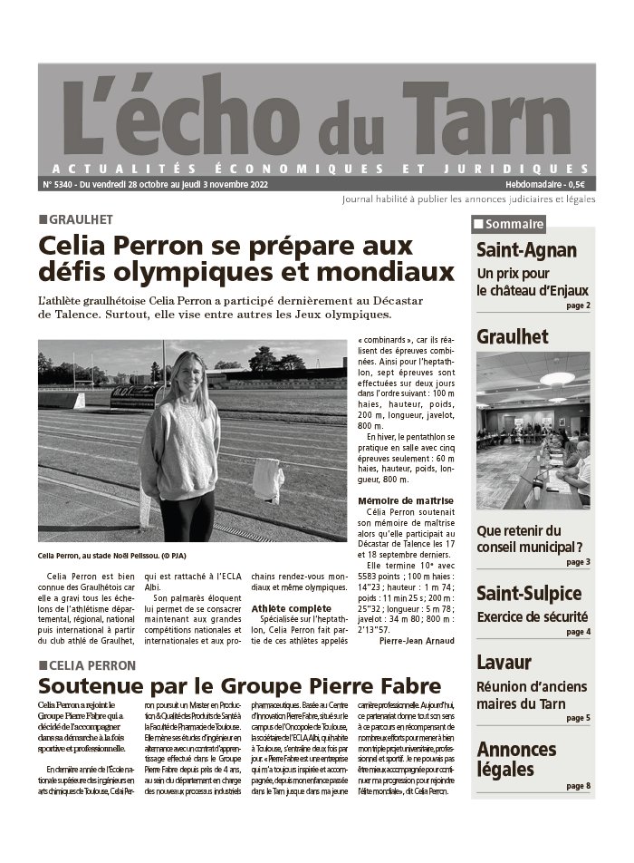 L'Echo du Tarn N°5340 du 28 octobre 2022 à télécharger sur iPad