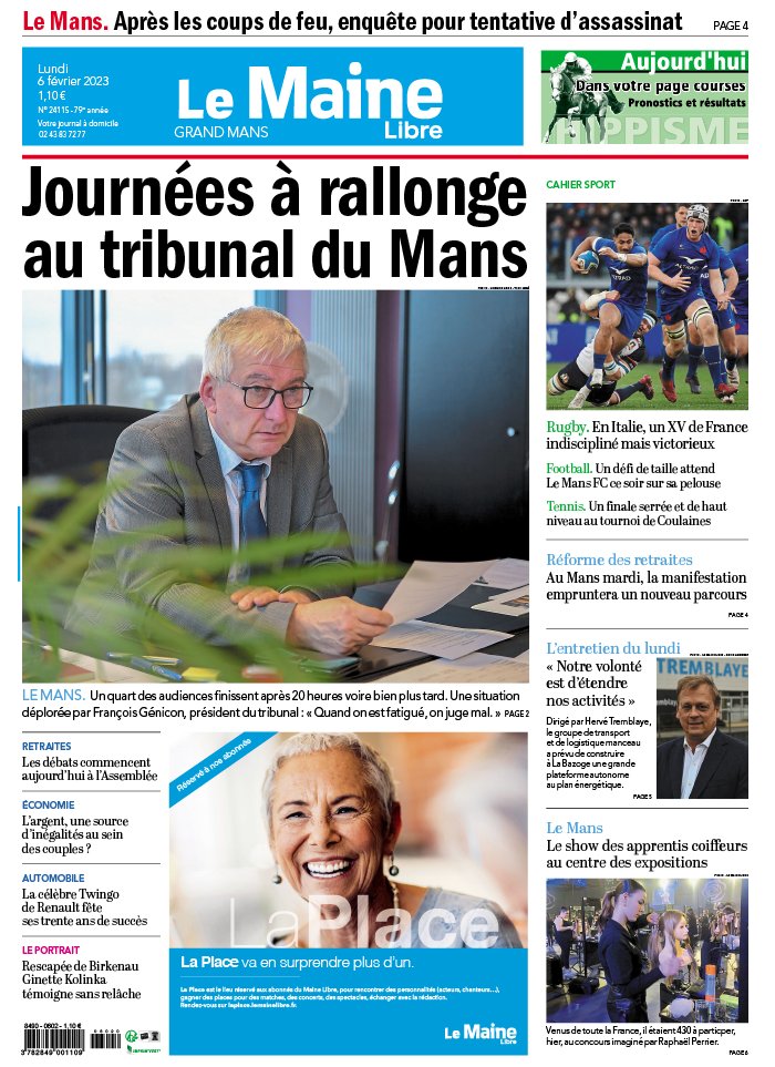 Le Maine Libre N°20230206 du 06 février 2023 à télécharger sur iPad