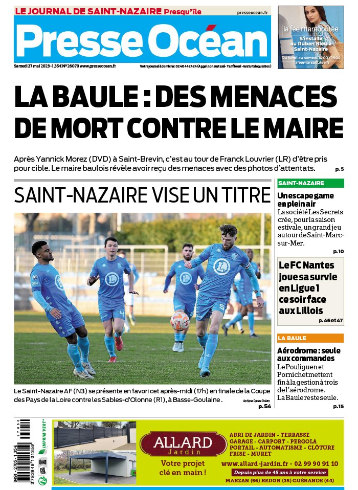 Presse Océan N°20230527 Du 27 Mai 2023 à Télécharger Sur Ipad