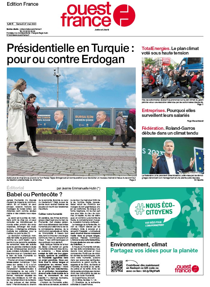 Lisez Ouest France édition France Du 27 Mai 2023 Sur Epresse Fr