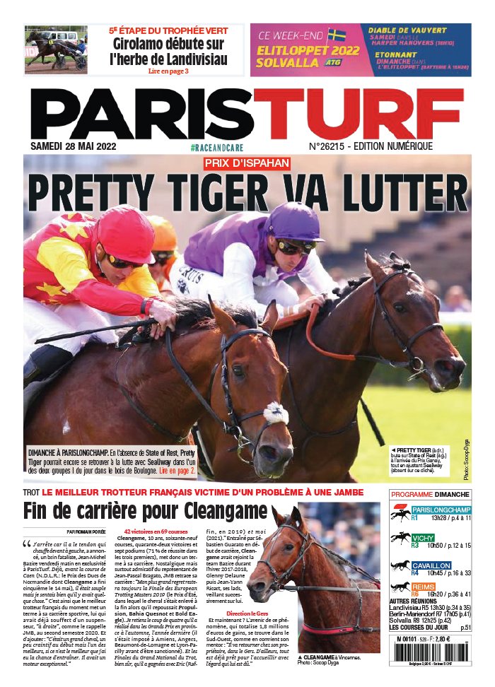 Paris Turf N°26215 du 28 mai 2022 à télécharger sur iPad