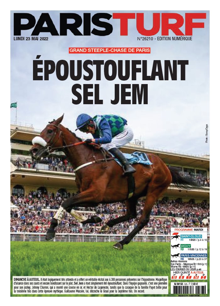 Paris Turf N°26210 du 23 mai 2022 à télécharger sur iPad