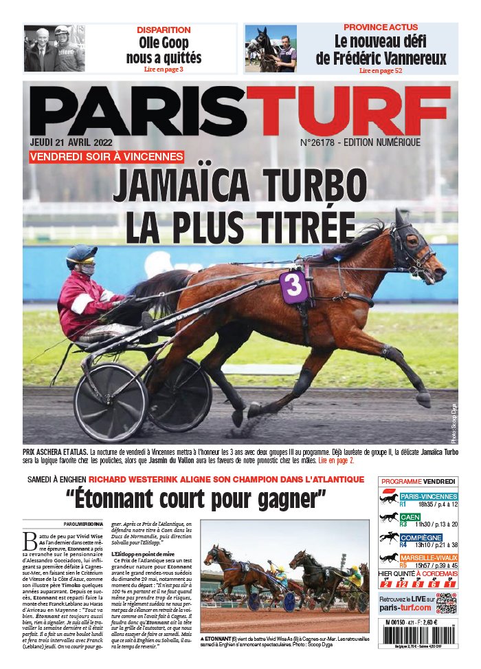 Paris Turf N°26178 du 21 avril 2022 à télécharger sur iPad