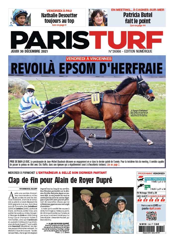 Paris Turf N°26066 du 30 décembre 2021 à télécharger sur iPad