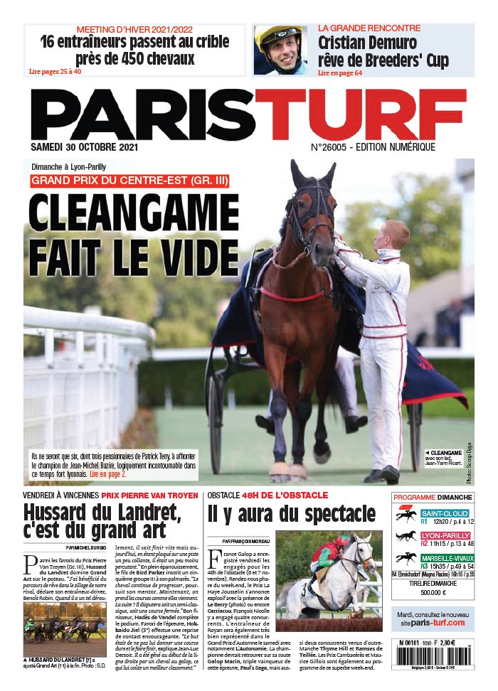 Paris Turf N°26005 du 30 octobre 2021 à télécharger sur iPad