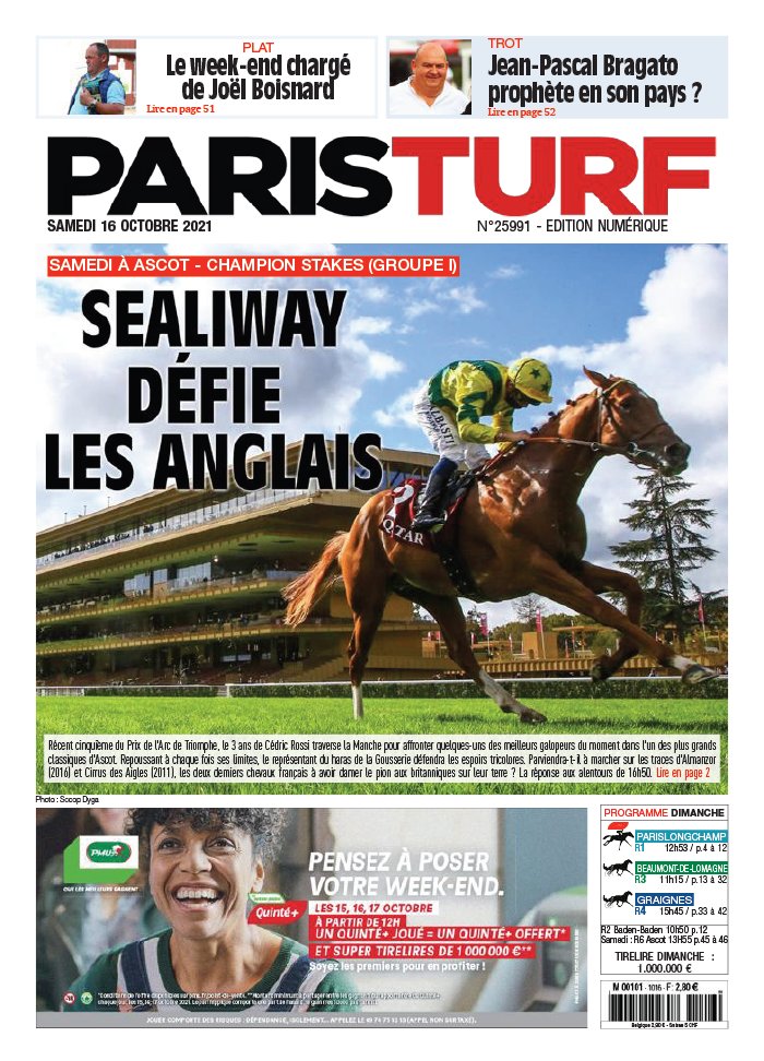 Paris Turf N°25991 du 16 octobre 2021 à télécharger sur iPad