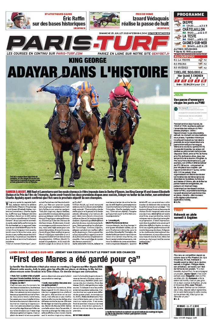 Paris Turf N°25908 du 25 juillet 2021 à télécharger sur iPad
