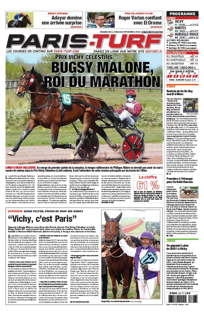 Paris Turf N°25859 du 06 juin 2021 à télécharger sur iPad