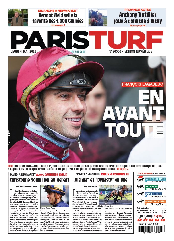 Paris Turf N°26556 du 04 mai 2023 à télécharger sur iPad