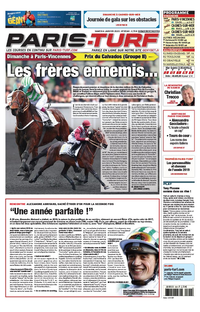 Paris Turf N°25341 du 04 janvier 2020 à télécharger sur iPad