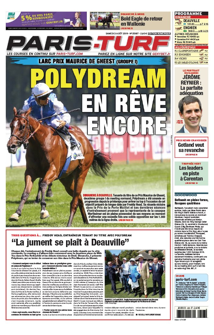 Paris Turf N°25187 du 03 août 2019 à télécharger sur iPad