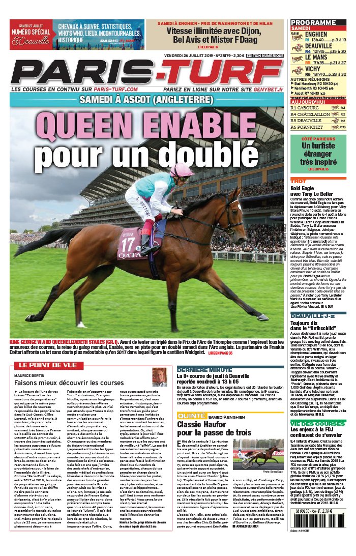 Paris Turf N°25179 du 26 juillet 2019 à télécharger sur iPad