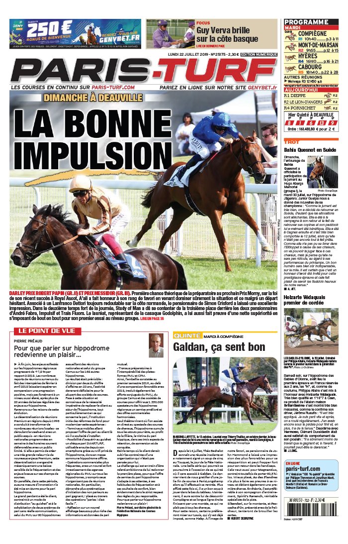 Paris Turf N°25175 du 22 juillet 2019 à télécharger sur iPad