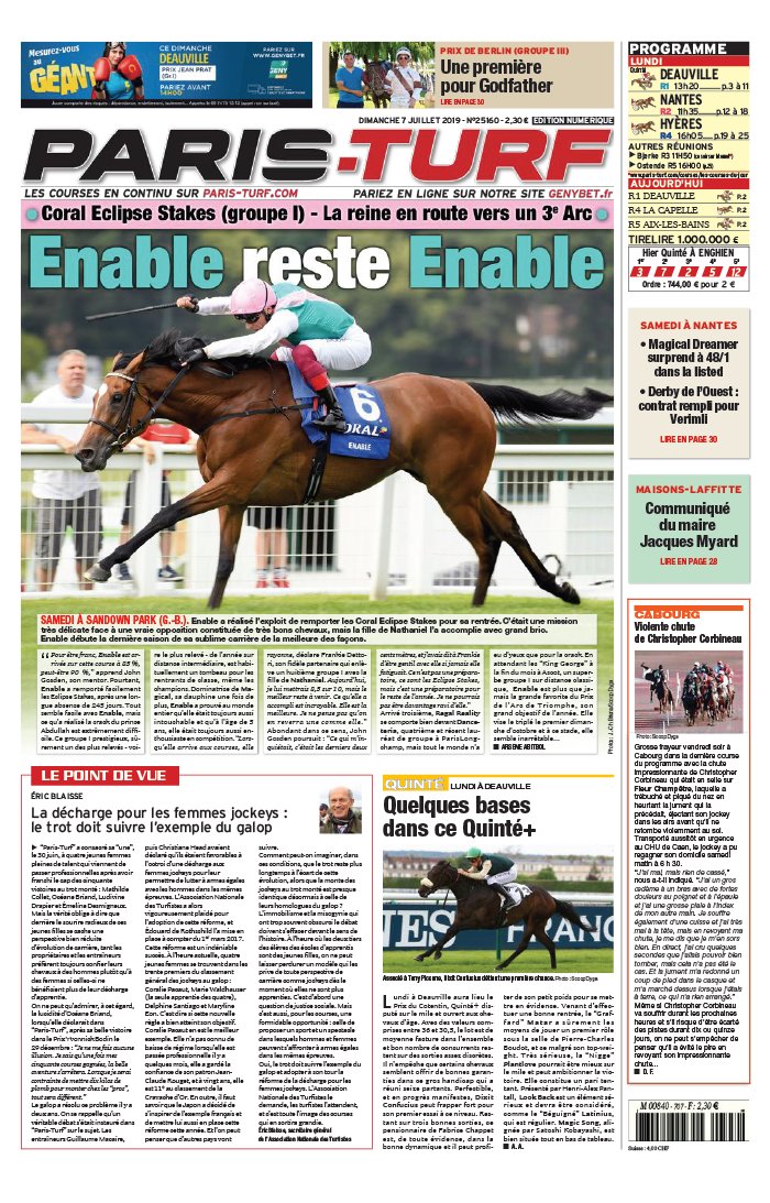 Paris Turf N°25160 du 07 juillet 2019 à télécharger sur iPad