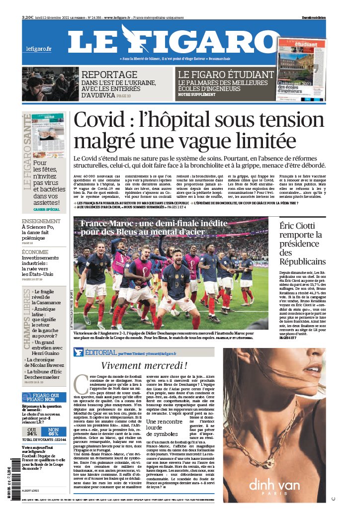 Le Figaro N°24356 du 12 décembre 2022 à télécharger sur iPad