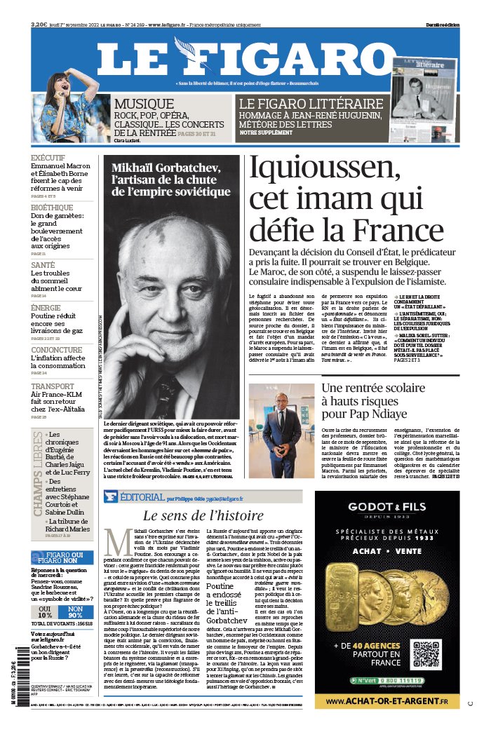 Le Figaro N°24269 du 01 septembre 2022 à télécharger sur iPad