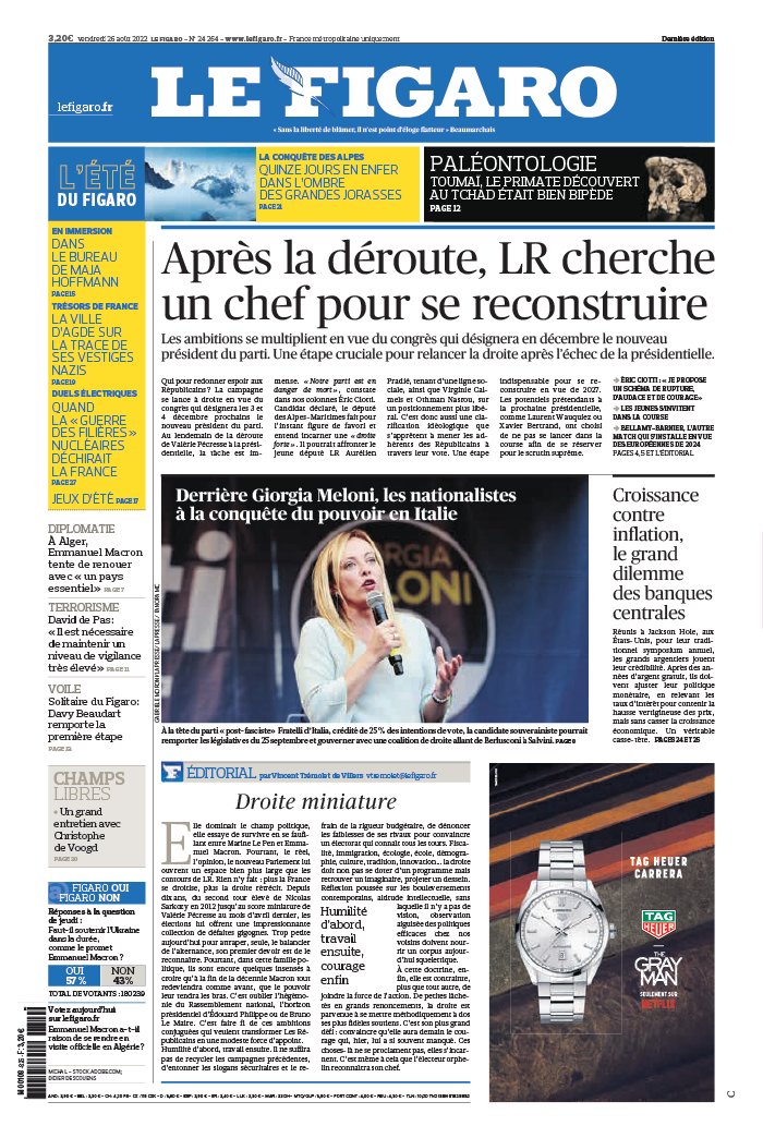 Le Figaro N°24264 du 26 août 2022 à télécharger sur iPad