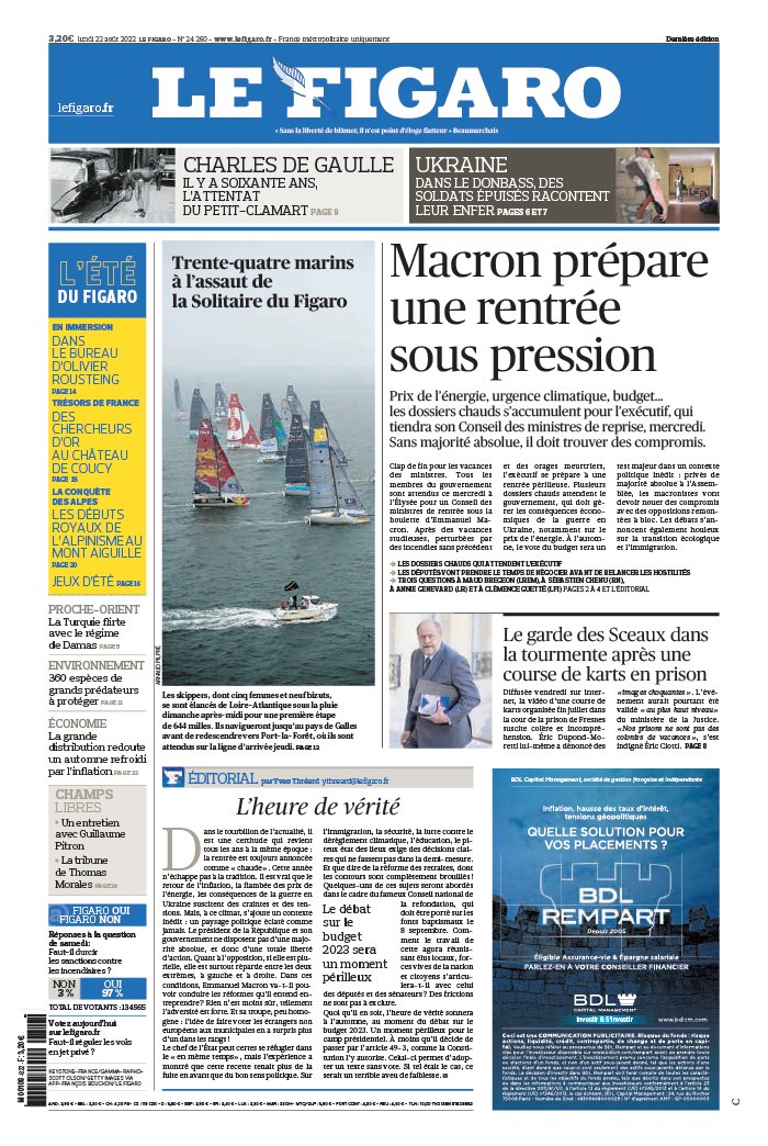 Le Figaro N°24260 du 22 août 2022 à télécharger sur iPad