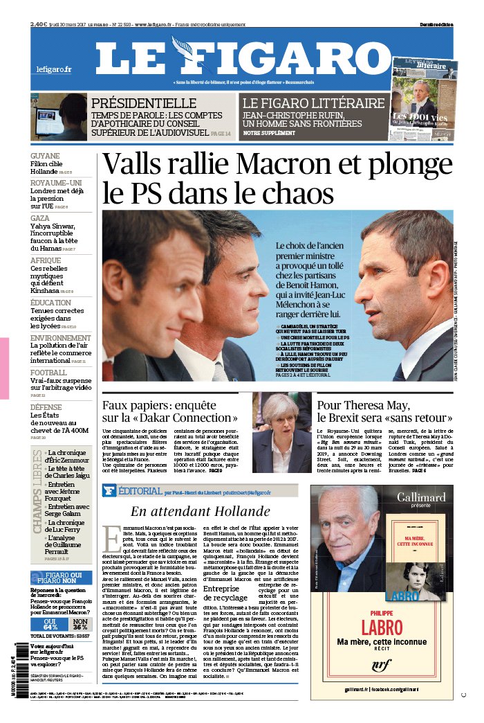 Le Figaro N°22593 du 30 mars 2017 à télécharger sur iPad