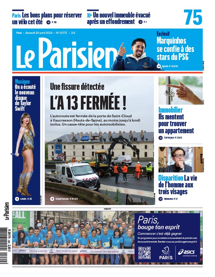 Le Parisien N°20240420 du 20 avril 2024 à télécharger sur iPad