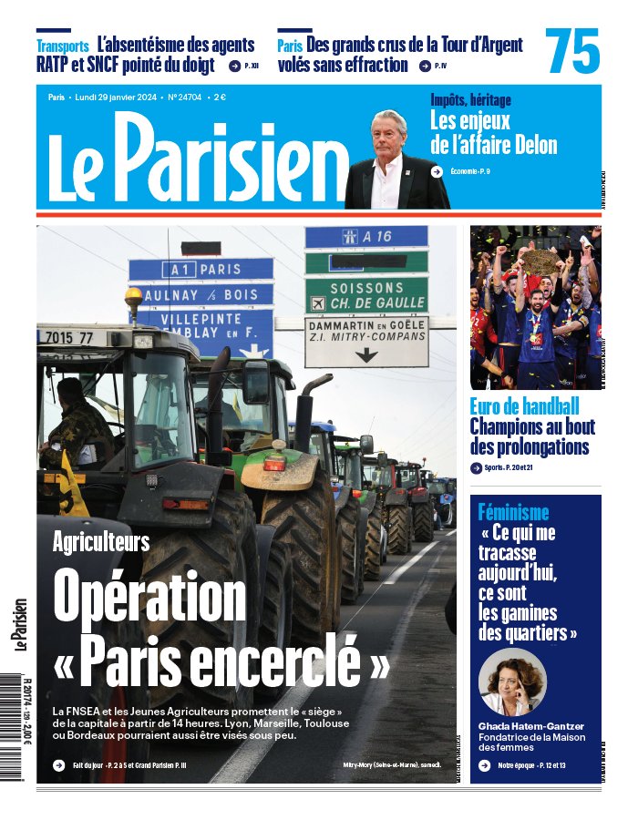 Le Parisien N°20240129 du 29 janvier 2024 à télécharger sur iPad