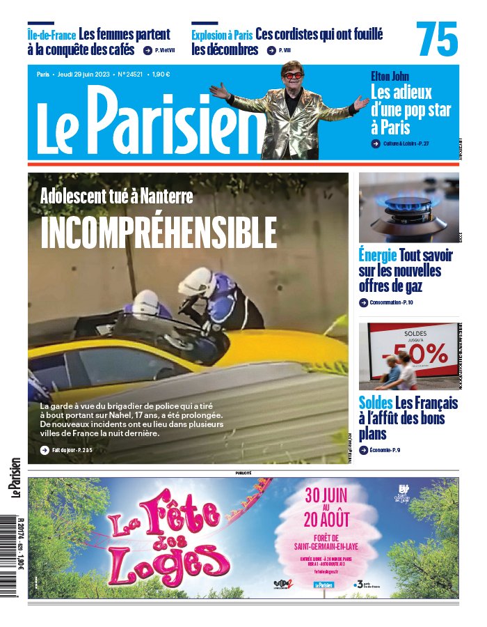 Le Parisien N°20230629 du 29 juin 2023 à télécharger sur iPad
