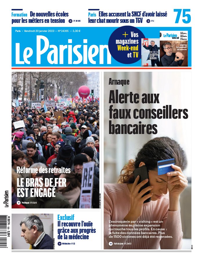 Le Parisien N°20230120 du 20 janvier 2023 à télécharger sur iPad