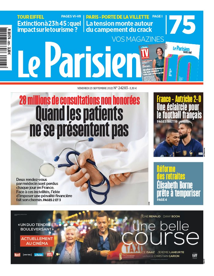 Le Parisien N°20220923 du 23 septembre 2022 à télécharger sur iPad