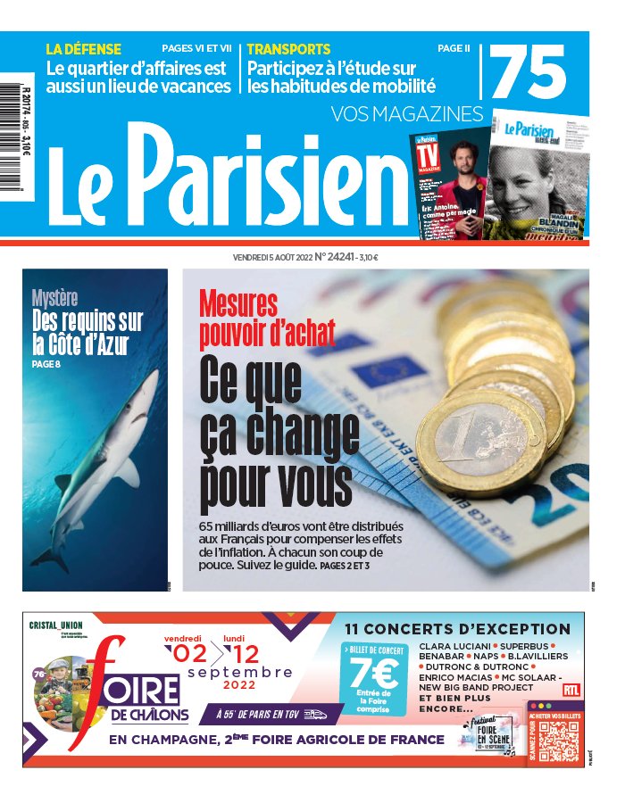 Le Parisien N°20220805 du 05 août 2022 à télécharger sur iPad