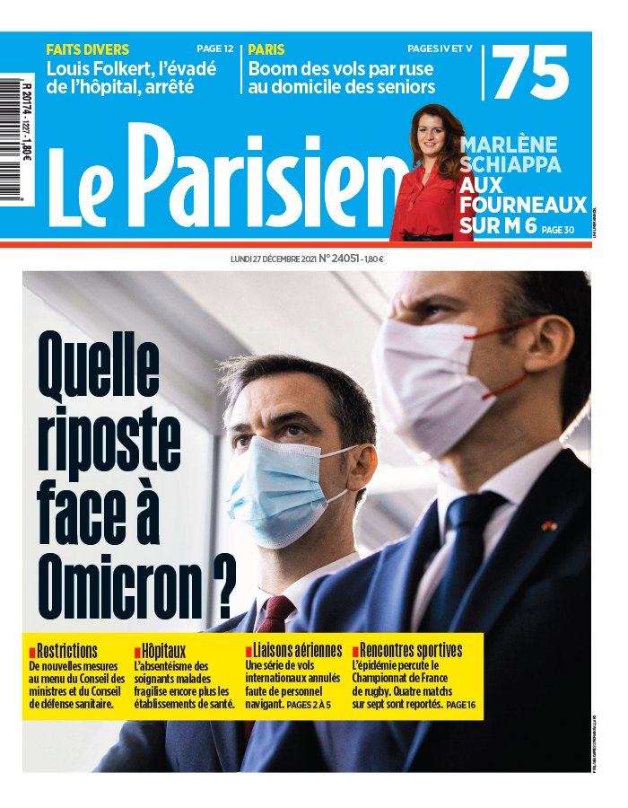 Le Parisien N°20211227 du 27 décembre 2021 à télécharger sur iPad