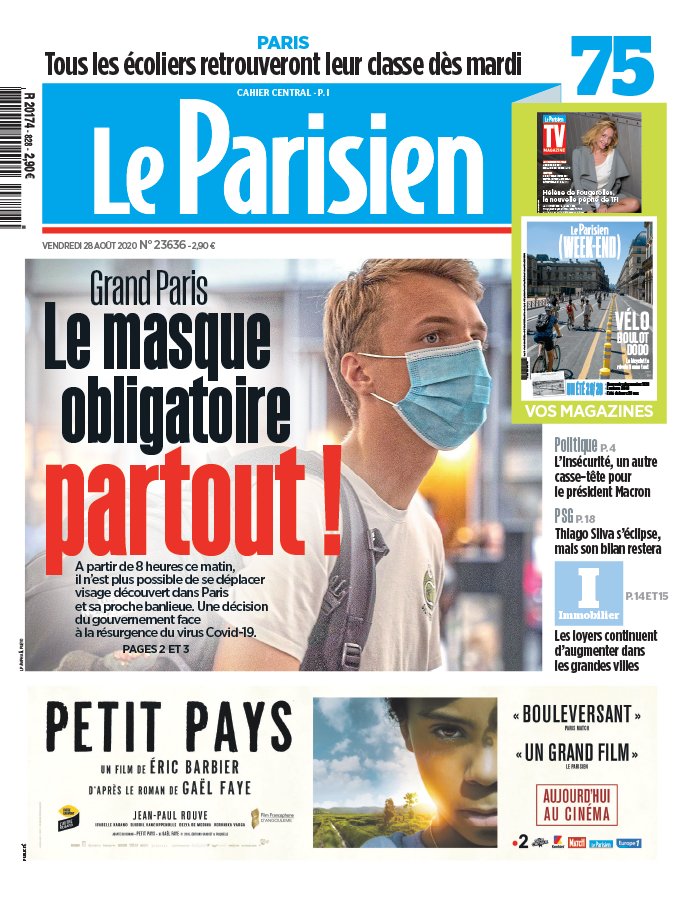 Le Parisien N°20200828 du 28 août 2020 à télécharger sur iPad