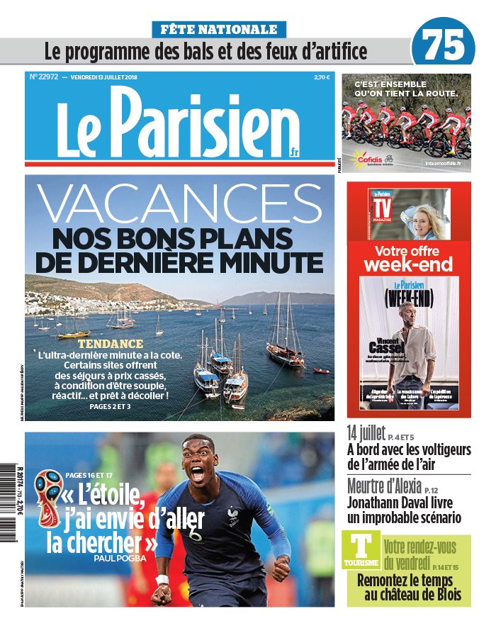 Le Parisien N°20180713 du 13 juillet 2018 à télécharger sur iPad