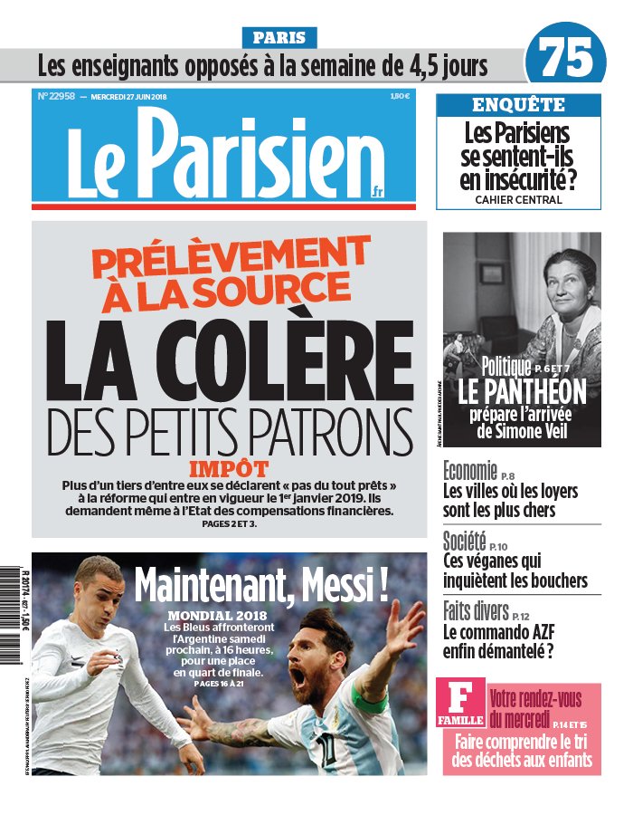 Le Parisien N°20180627 du 27 juin 2018 à télécharger sur iPad