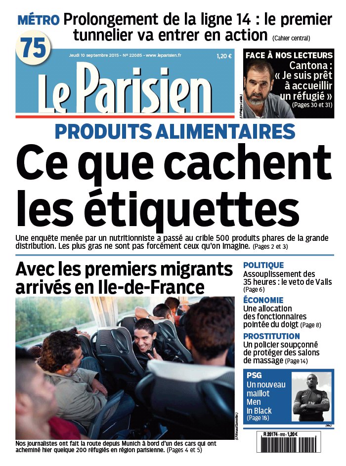 Le Parisien N°22085 du 10 septembre 2015 à télécharger sur iPad
