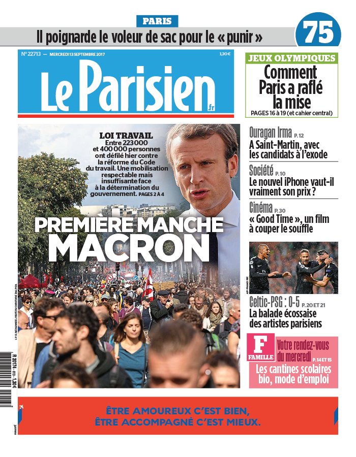 Le Parisien N°20170913 du 13 septembre 2017 à télécharger sur iPad