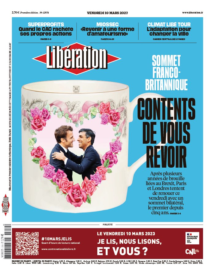 Libération N°12974 du 10 mars 2023 à télécharger sur iPad