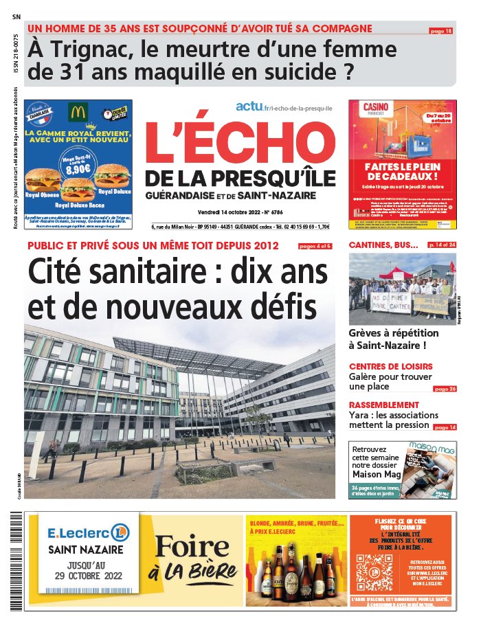 L'Echo de la Presqu'île N°6786 du 14 octobre 2022 à télécharger sur iPad