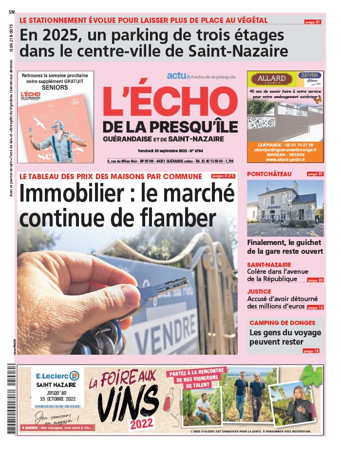 L'Echo de la Presqu'île N°6784 du 30 septembre 2022 à télécharger sur iPad