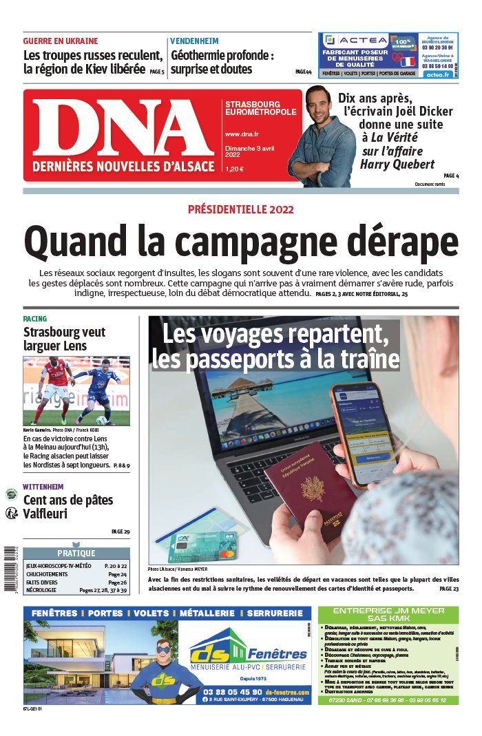 Les Dernières Nouvelles d'Alsace N°20220403 du 03 avril 2022 à ...