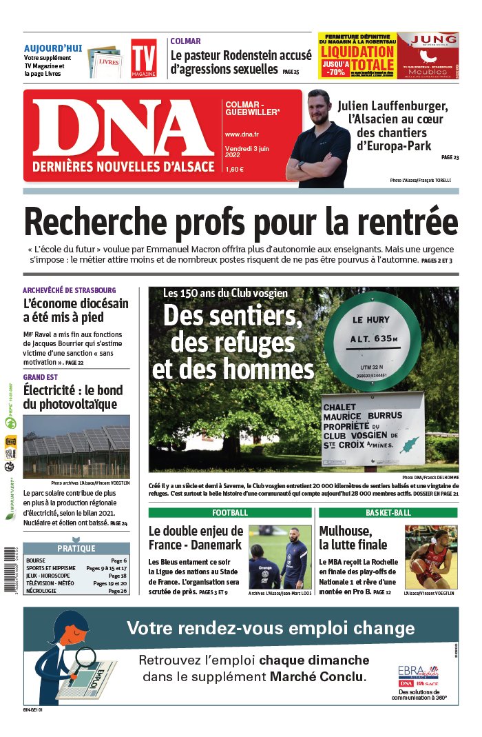 Les Dernières Nouvelles d'Alsace N°20220603 du 03 juin 2022 à ...
