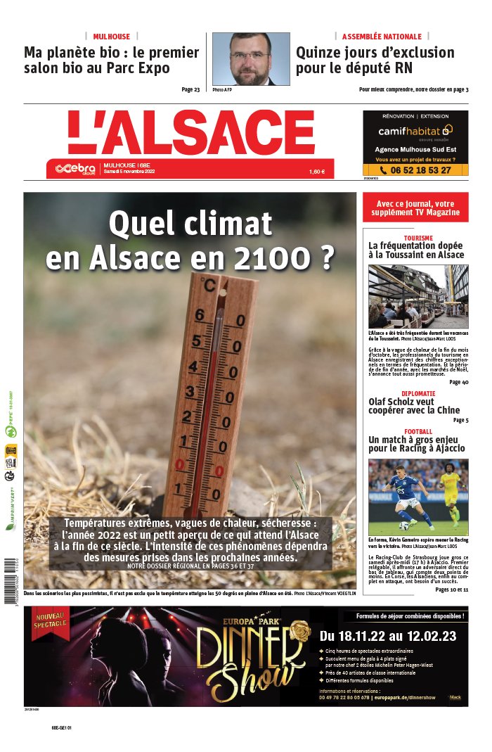 L'Alsace N°20221105 du 05 novembre 2022 à télécharger sur iPad