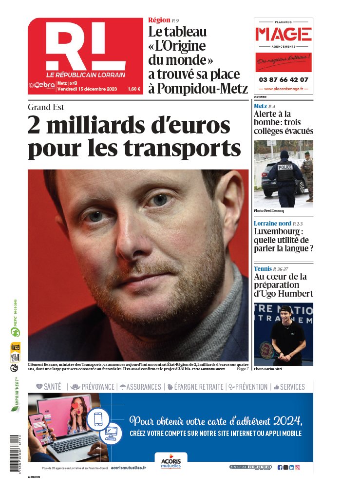 Le Républicain Lorrain N°20231215 du 15 décembre 2023 à télécharger sur iPad